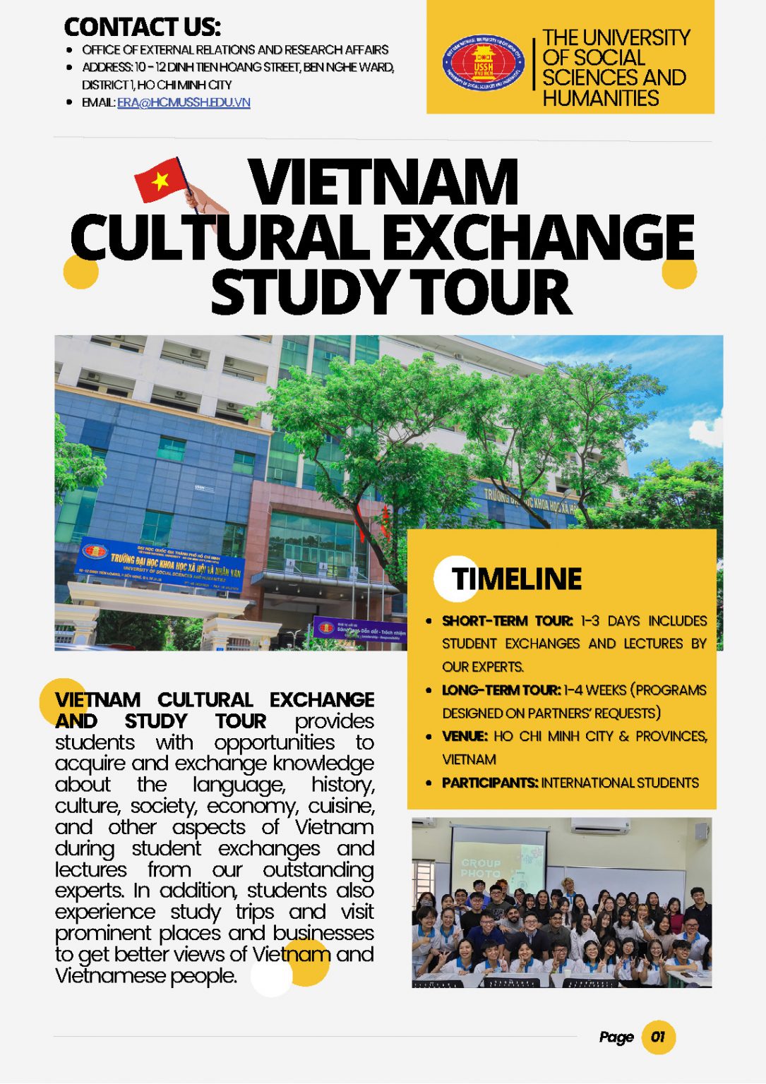 The University Of Social Sciences And Humanities ” VIETNAM CULTURAL EXCHANGE STUDY TOUR”